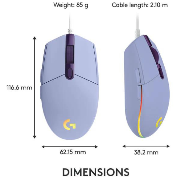 Logitech G102 Lightsync Wired Gaming Mouse with Customizable RGB – DokanTech